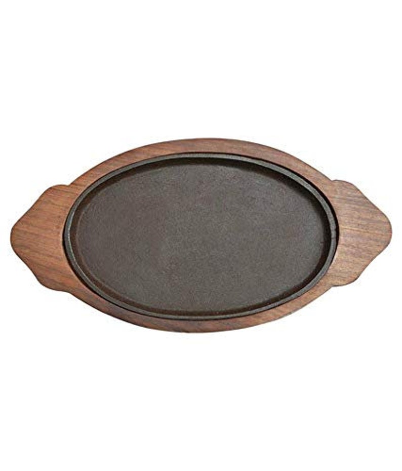 Cast Iron Sizzler Platter/tray With Sheesham Wooden Base | Etsy UK