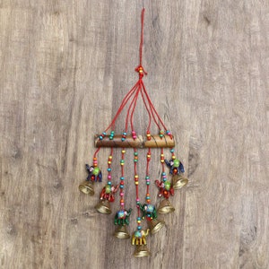 Handcrafted Multicolour Elephant Wind Chime for Indoor & - Etsy