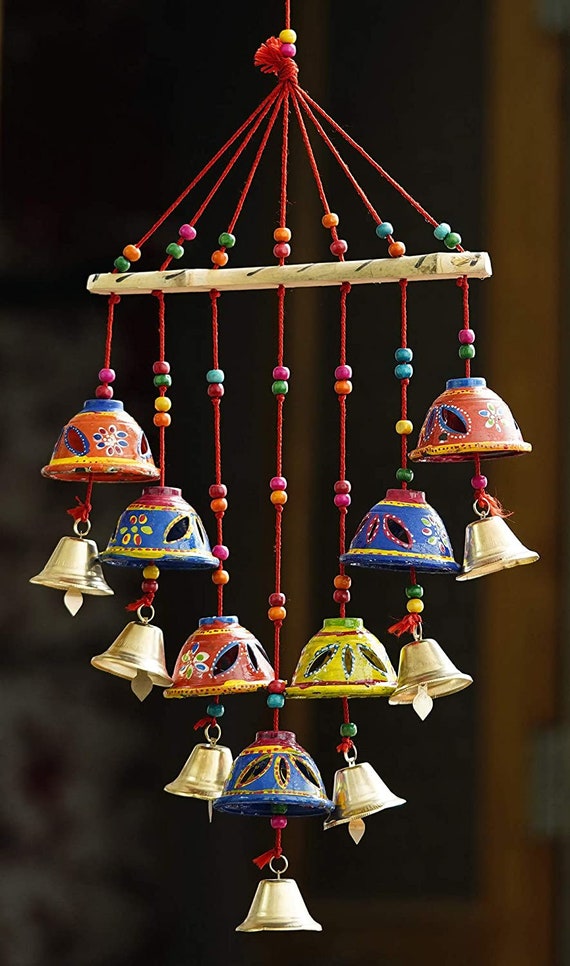 Handcrafted Multicolour Round Bell Wind Chime for Indoor & - Etsy UK