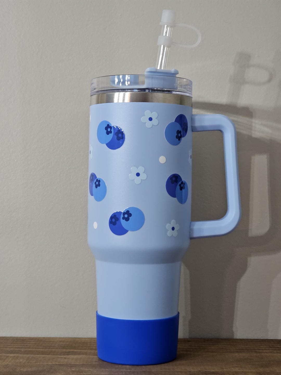 Blueberry Tumbler. 40 Oz. Made With Uv Dtf Decals. Comes With 10mm ...