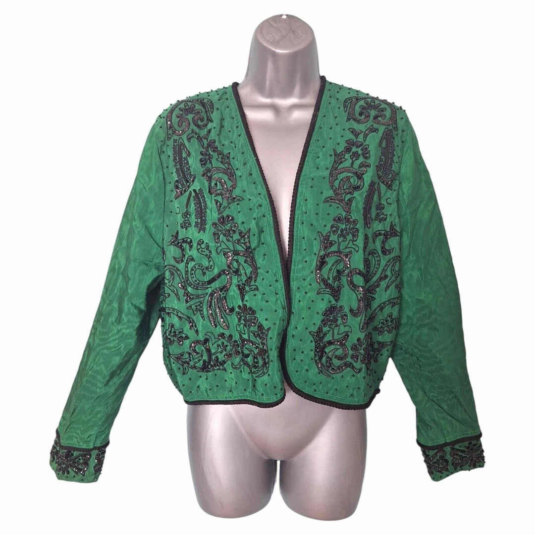 Diane Freis Original Vintage 80s Jacket Green Black Intricate - Etsy