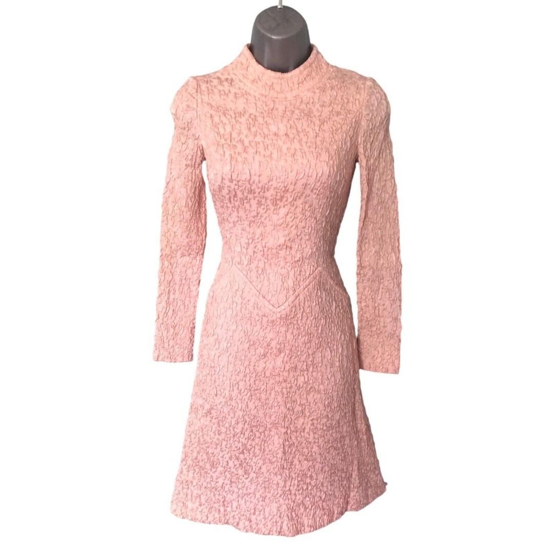 1960s Early JEAN MUIR Jane & Jane Mod Dress, Pink Textured Matelassé ...