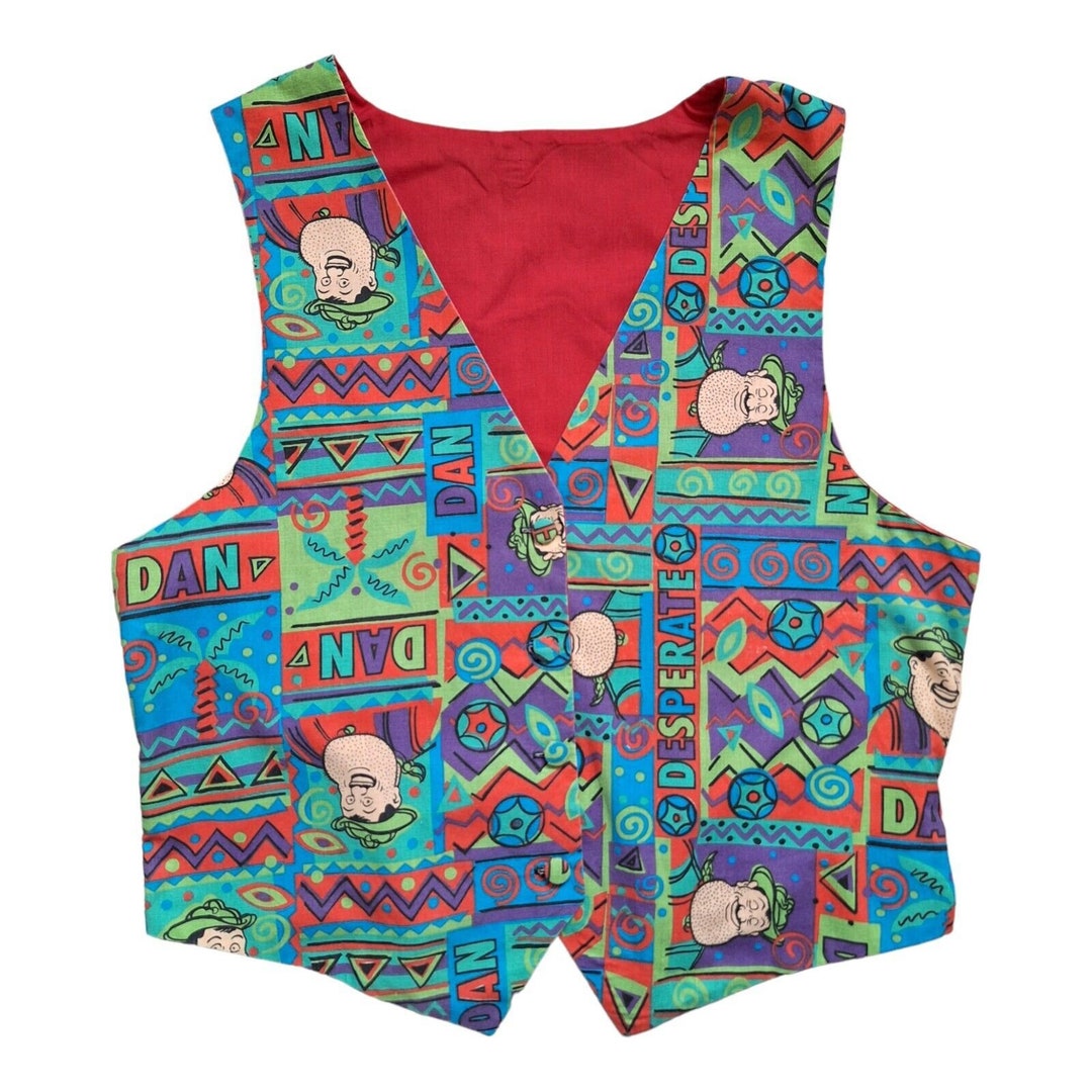 Unique Desperate Dan Waistcoat Vest, Colourful Funky Multicoloured ...