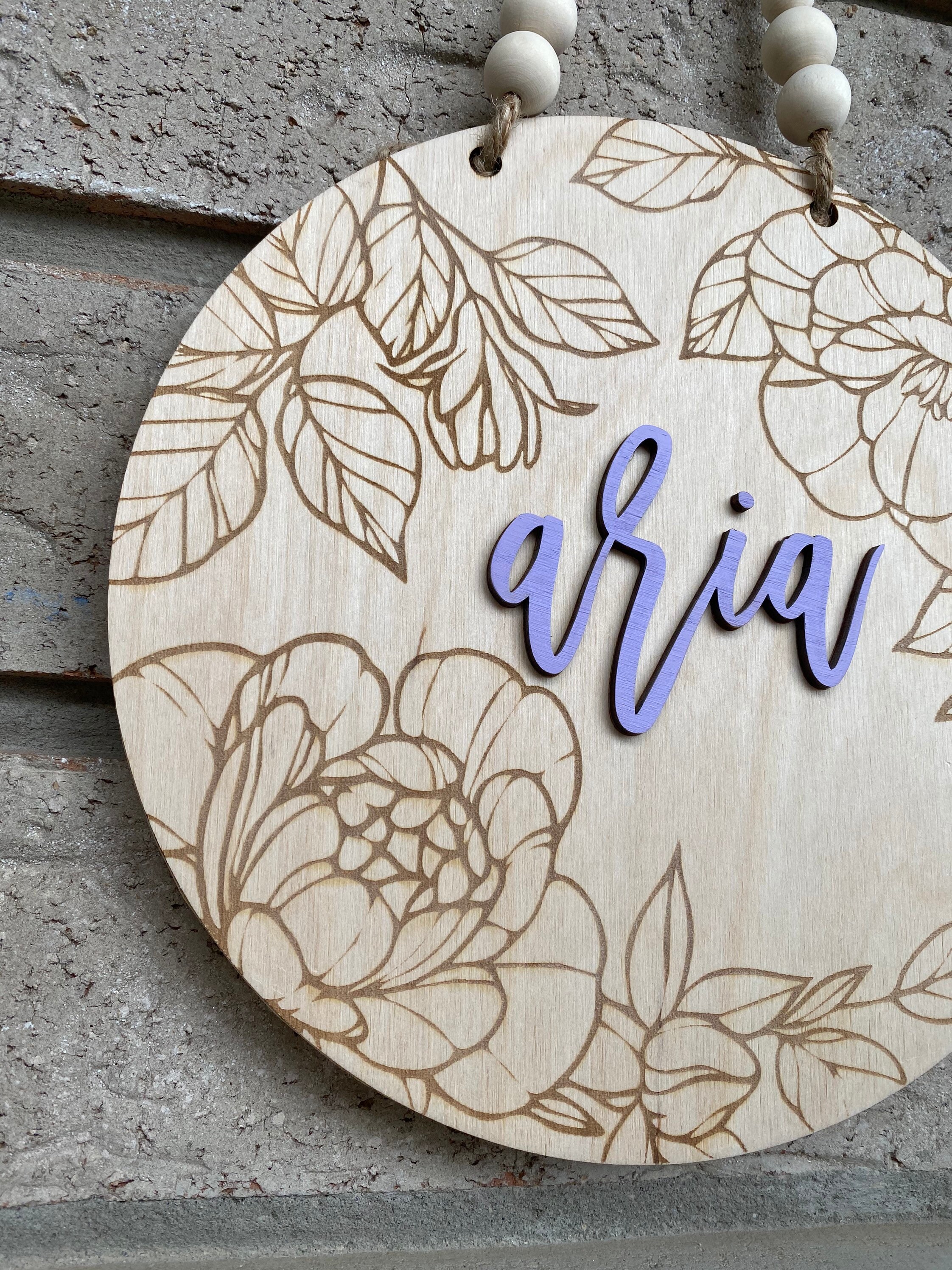 Custom Name Aria Engraved Floral Name Board | Etsy