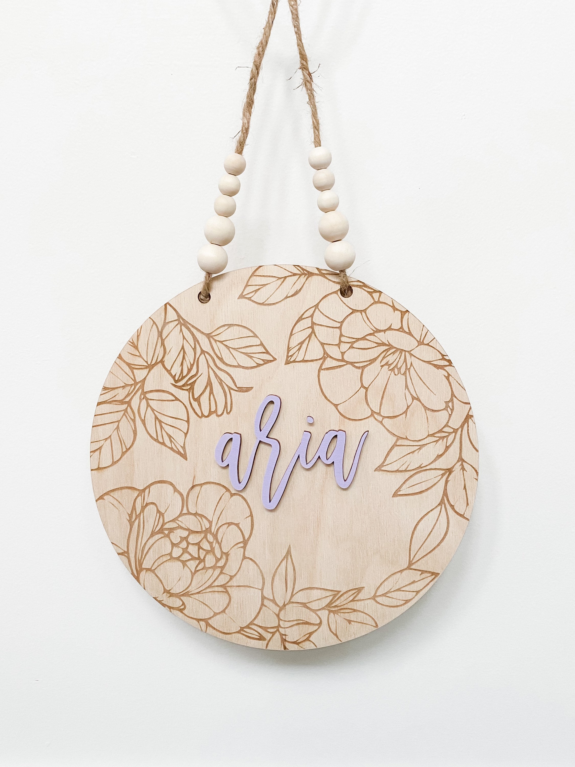 Custom Name Aria Engraved Floral Name Board | Etsy