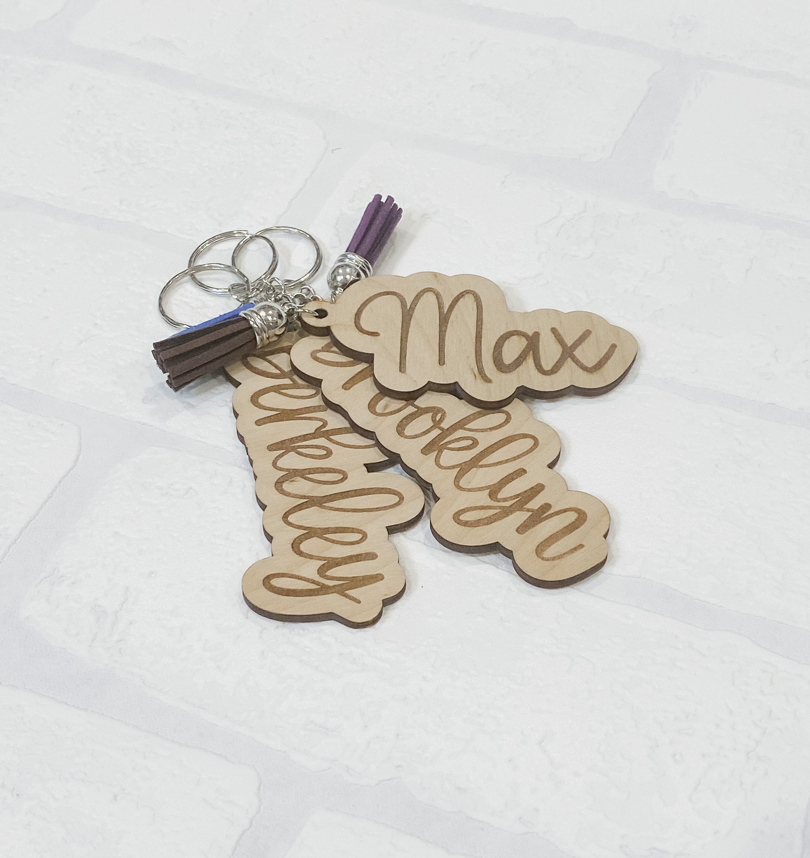 Personalized Wood Key Chain With Tassel | Etsy