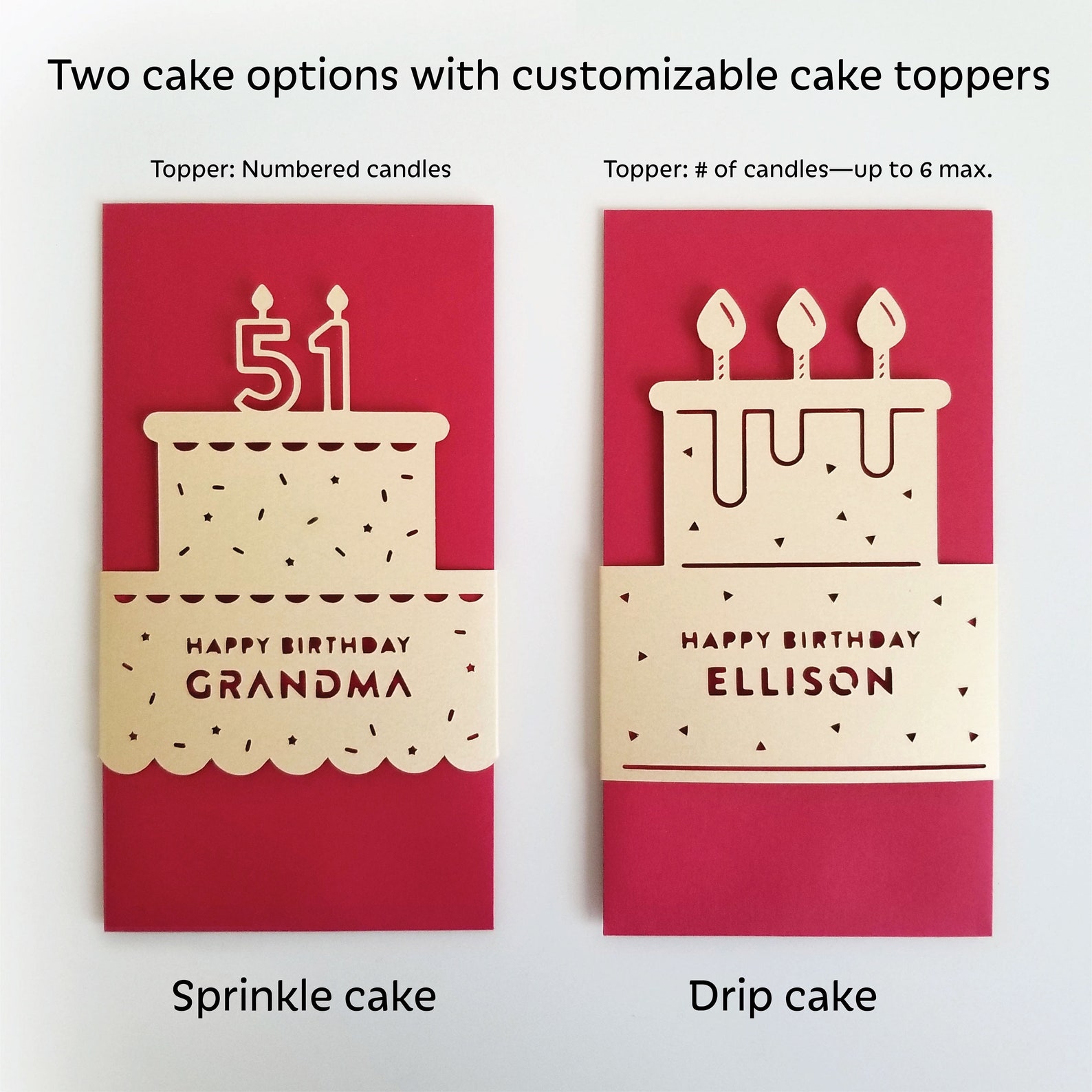 Happy Birthday Personalized Red Envelope, Birthday Cake, Bday Candles ...