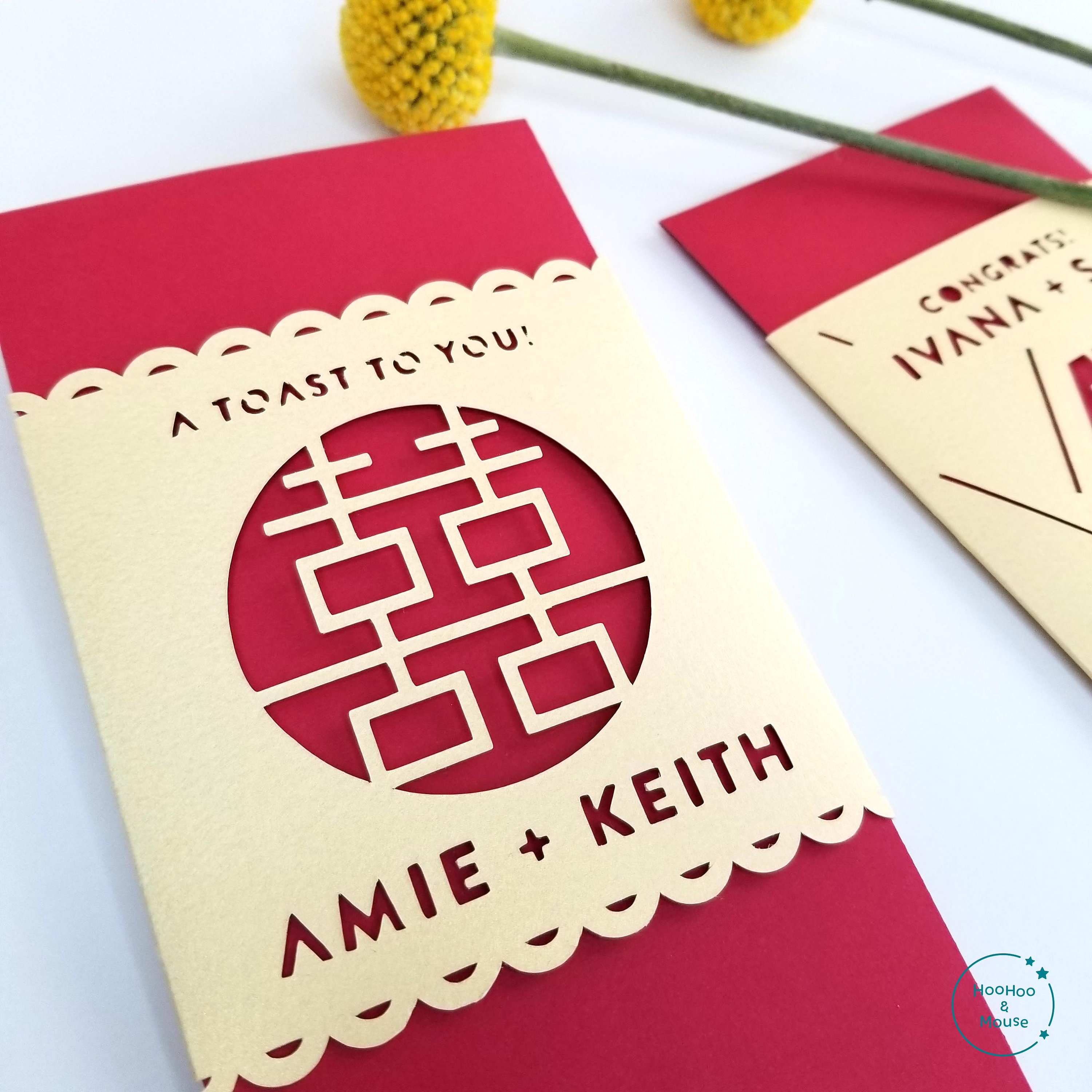 Double Happiness Red Envelope Personalized Asian Wedding - Etsy