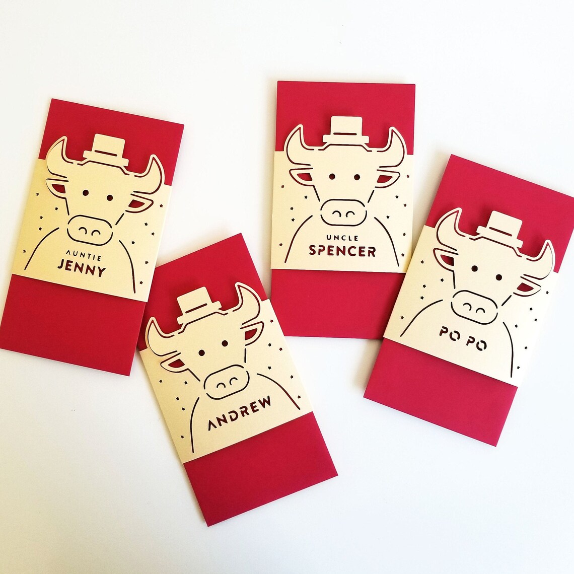 2021 Personalized Red Envelopes, Lunar New Year, Year of the Ox ...