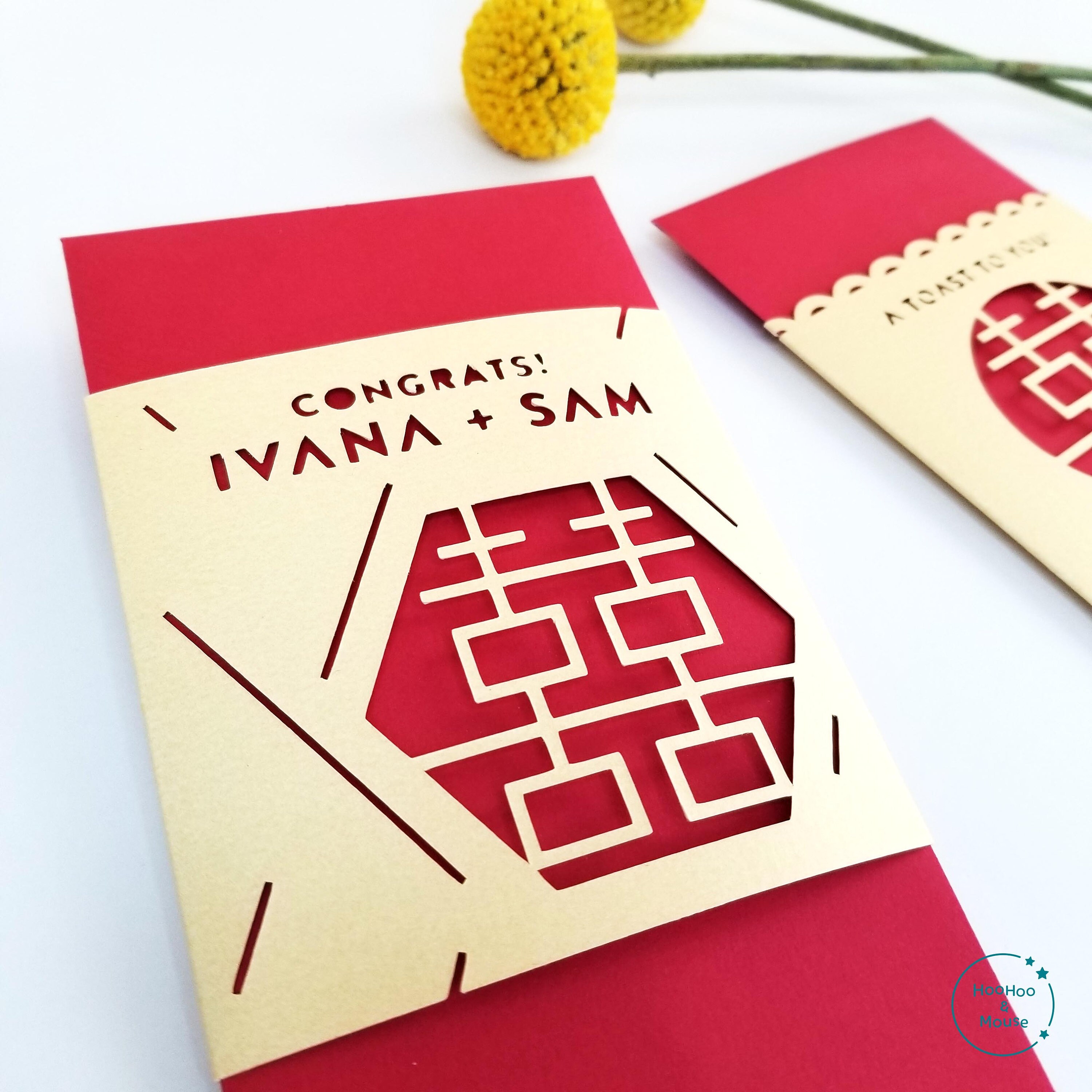 Double Happiness Red Envelope Personalized Asian Wedding - Etsy