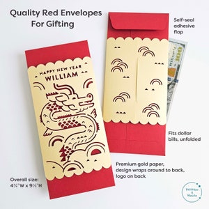 2024 Deluxe Personalized Dragon Red Envelope, Elegant Lunar New Year ...