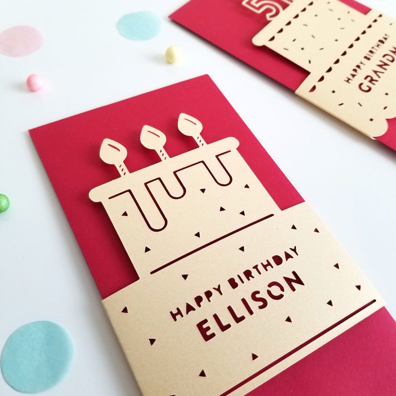 Happy Birthday Personalized Red Envelope, Birthday Cake, Bday Candles ...