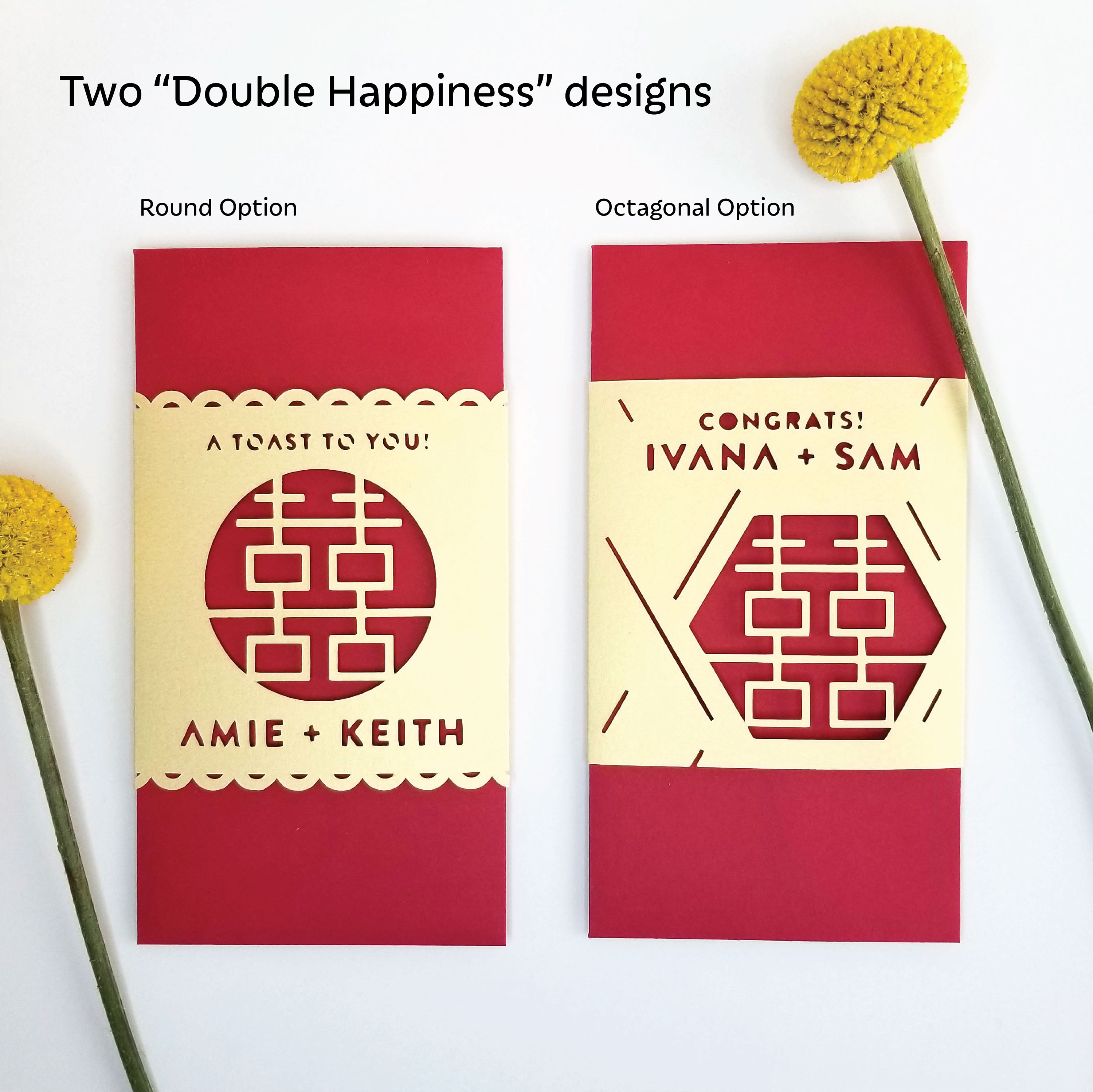 Double Happiness Red Envelope Personalized Asian Wedding - Etsy