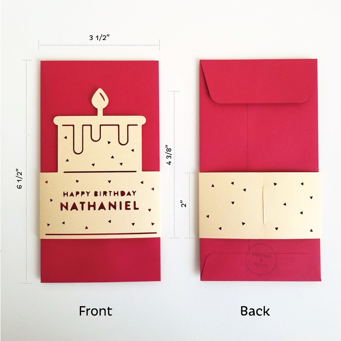 Happy Birthday Personalized Red Envelope, Birthday Cake, Bday Candles ...