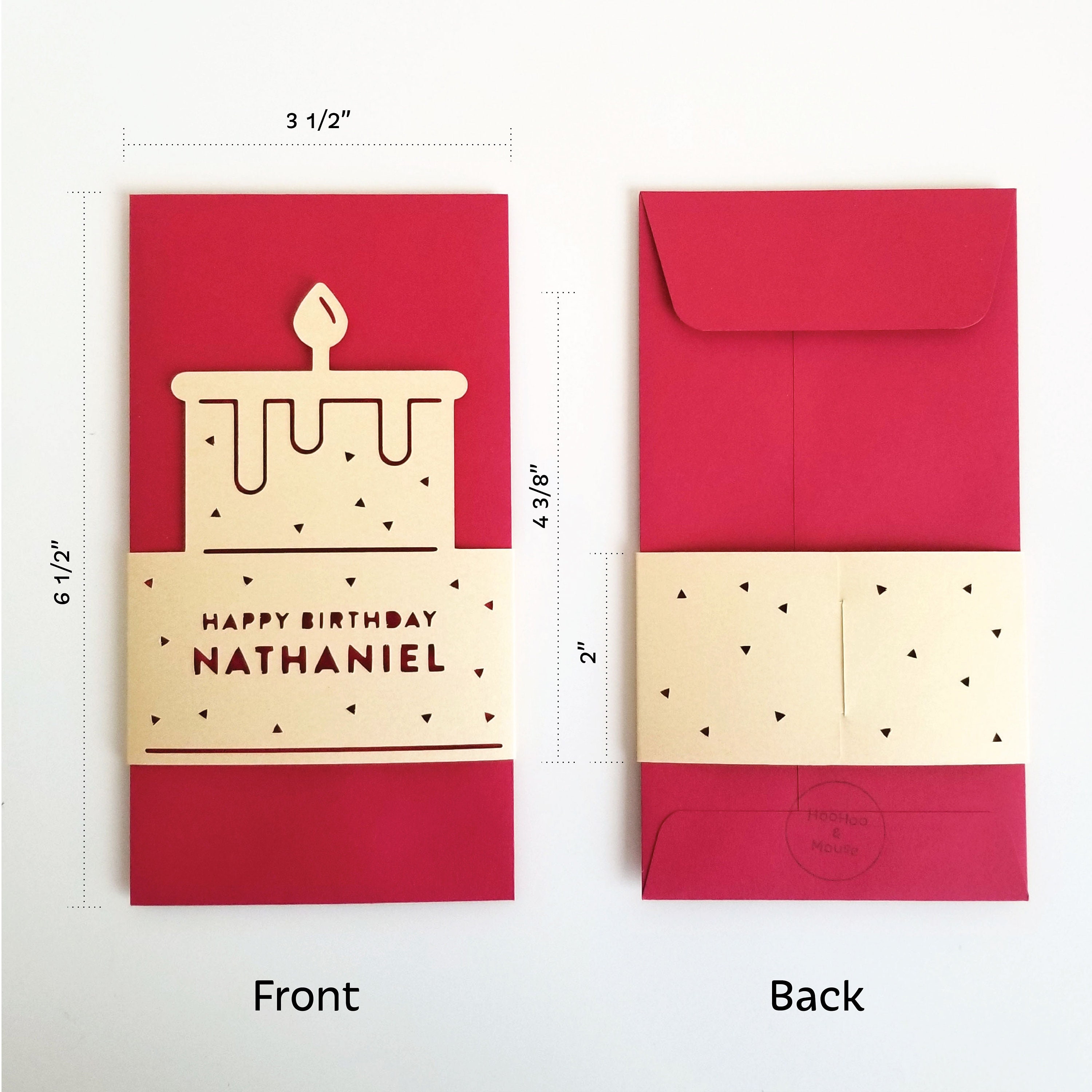 Happy Birthday Personalized Red Envelope, Birthday Cake, Bday Candles ...