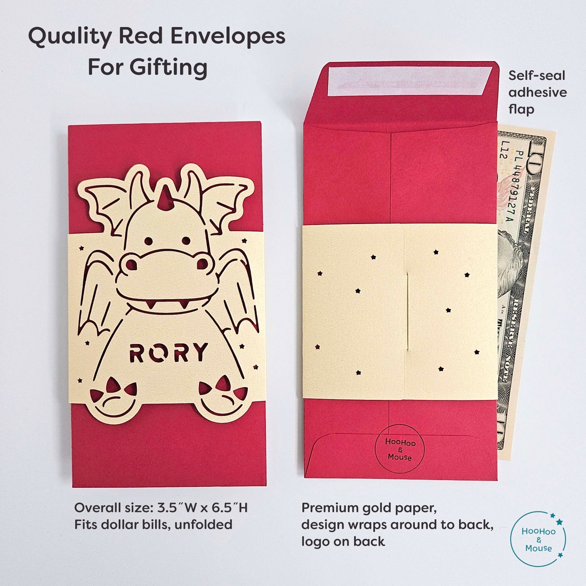2024 Personalized Dragon Red Envelope, Lunar New Year Money Packet ...