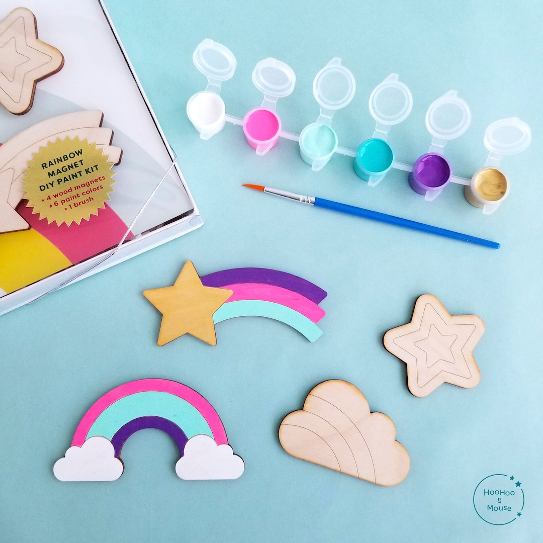 Rainbow Magnet Paint Set, DIY Magnet Paint Kit, Art Party Favor, Paint ...