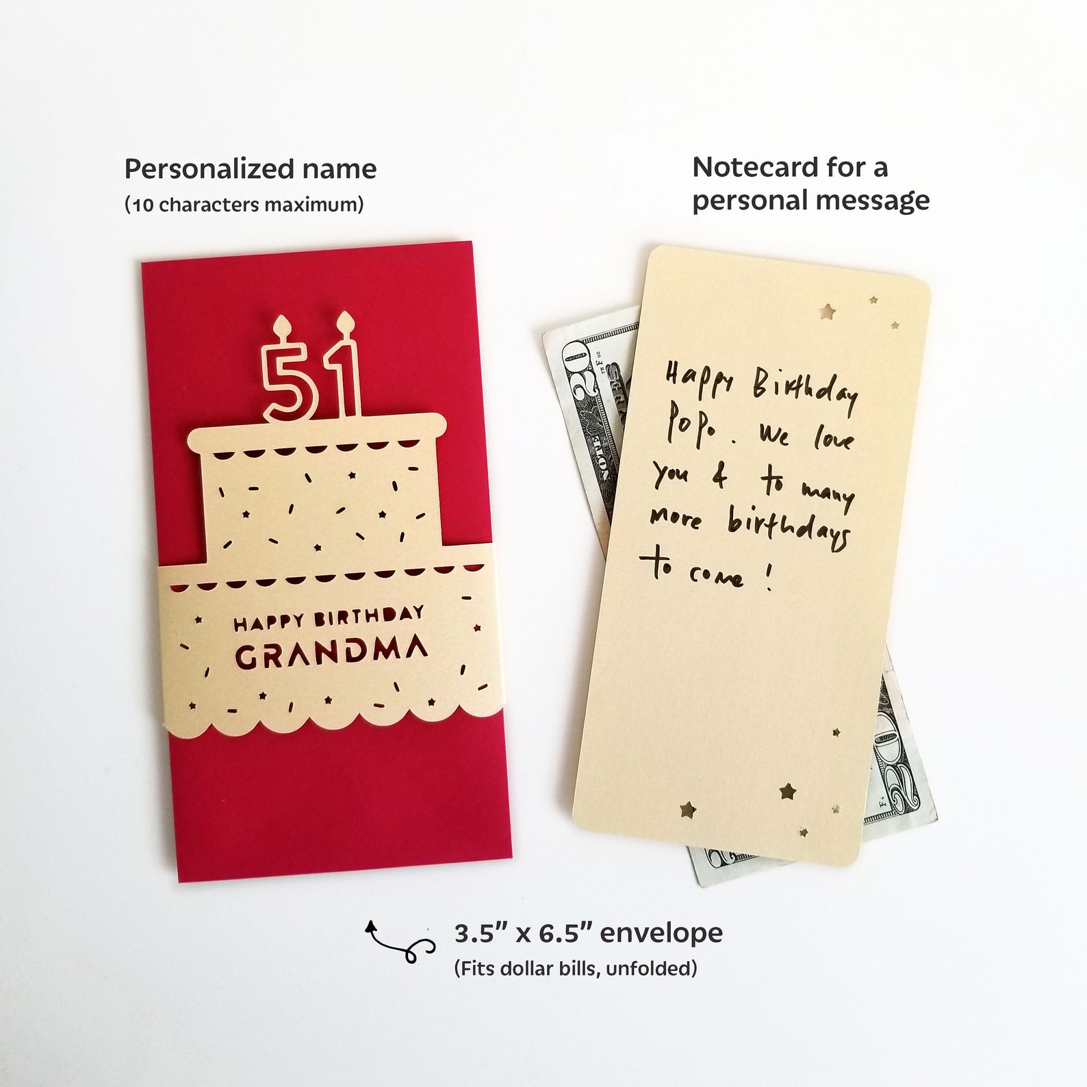 Happy Birthday Personalized Red Envelope, Birthday Cake, Bday Candles ...