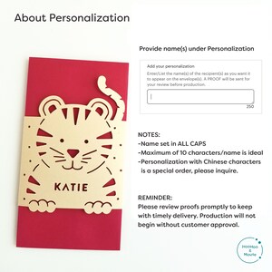 2022 Personalized Red Envelopes, Year of the TIGER, Lunar New Year Gift ...