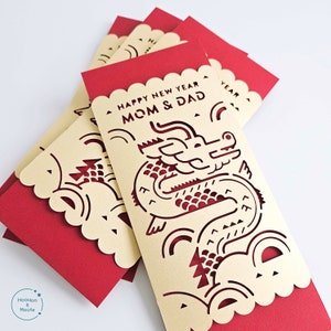 2024 Deluxe Personalized Dragon Red Envelope, Elegant Lunar New Year ...