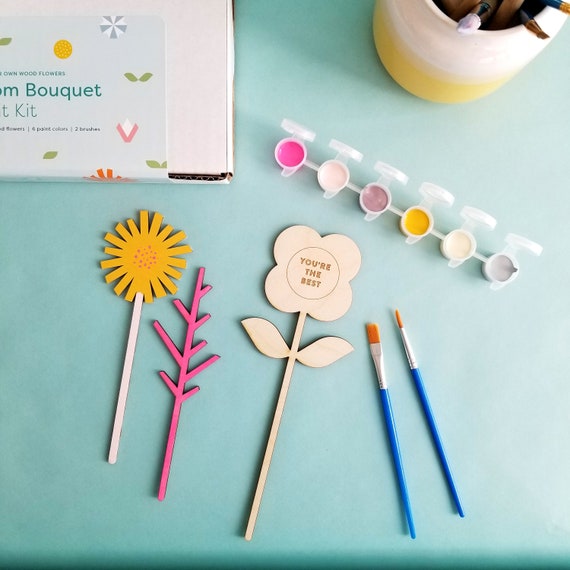 Flower Paint Kit Organic Blooms DIY Kid Craft Mother's | Etsy