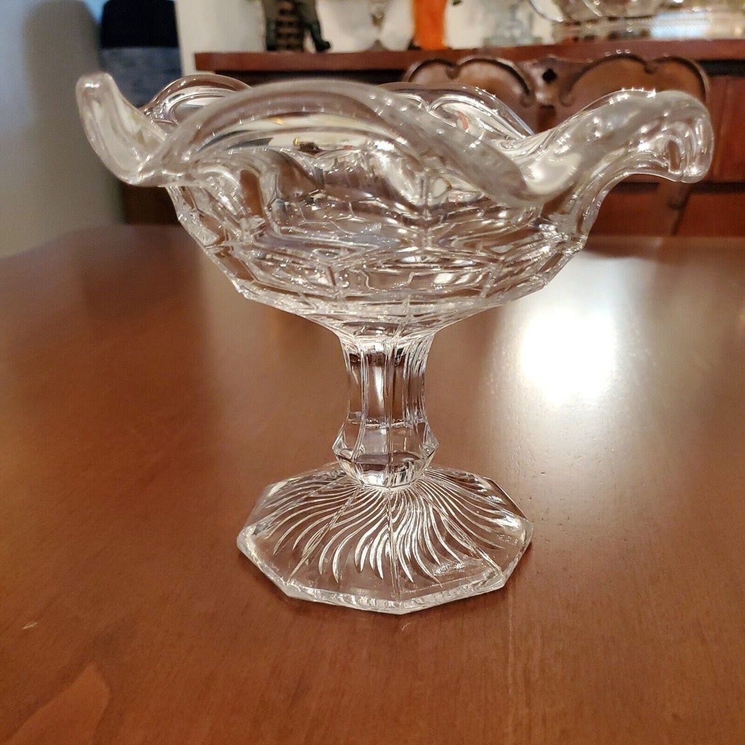 Vintage Fluted Glass Compote Dish Candy Dish Pedestal Dish 5 Tall EUC ...