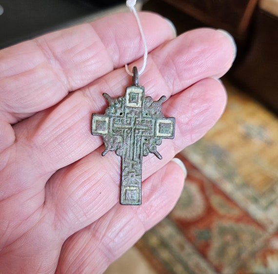 Ancient Bronze Cross 16th Century - Gem