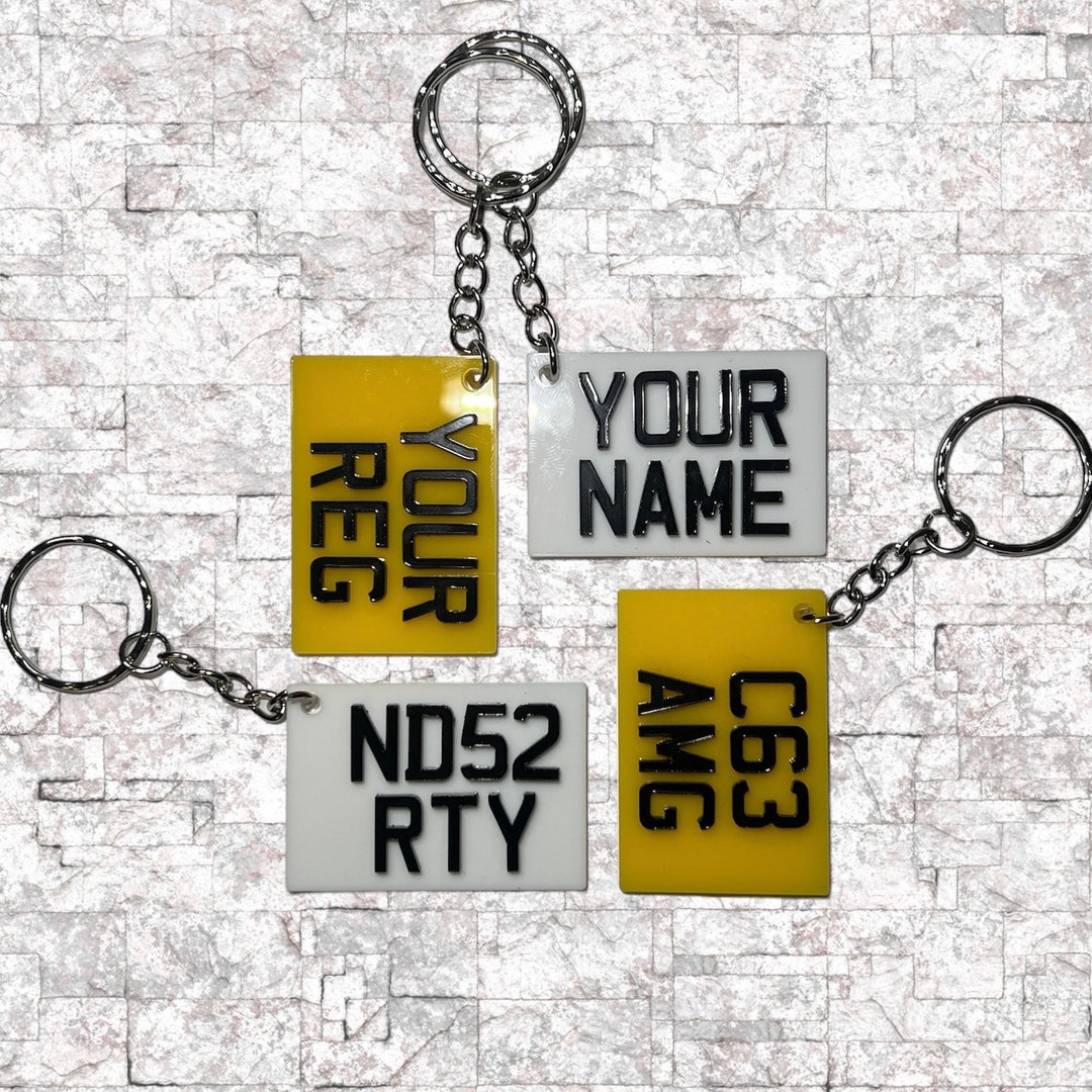 4D Square Number Plate Keyring - Etsy UK