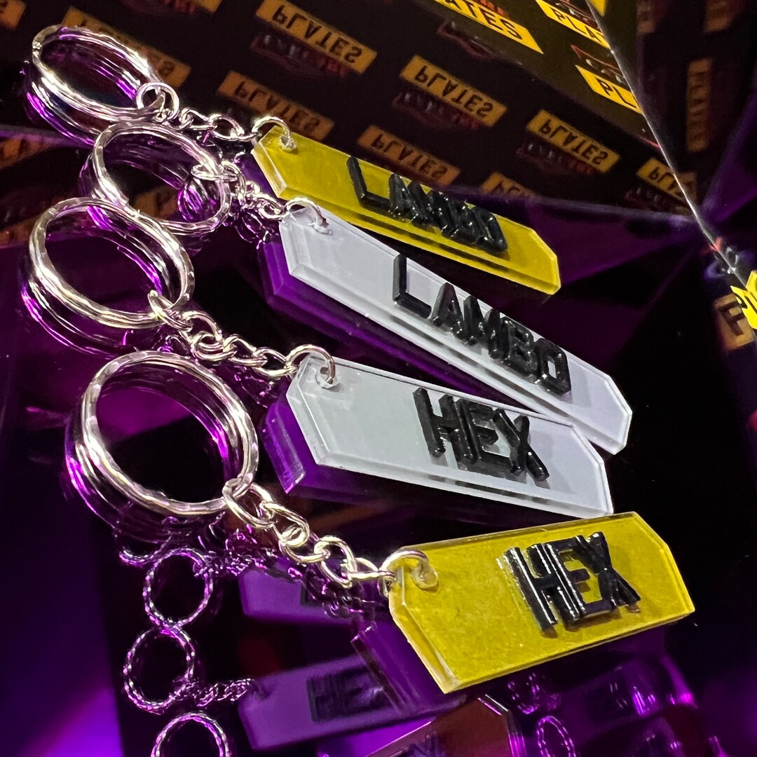 4D NUMBER PLATE KEYRING Lambo /hex Style - Etsy UK
