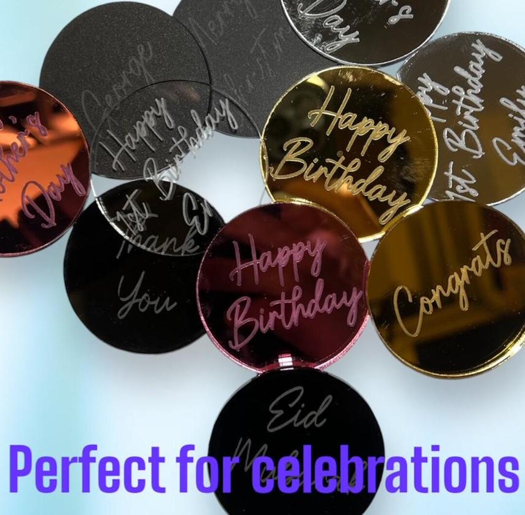 Acrylic Cake Disc, Cake Toppers, Cup Cake Toppers, Mirrored Finish, 5cm ...