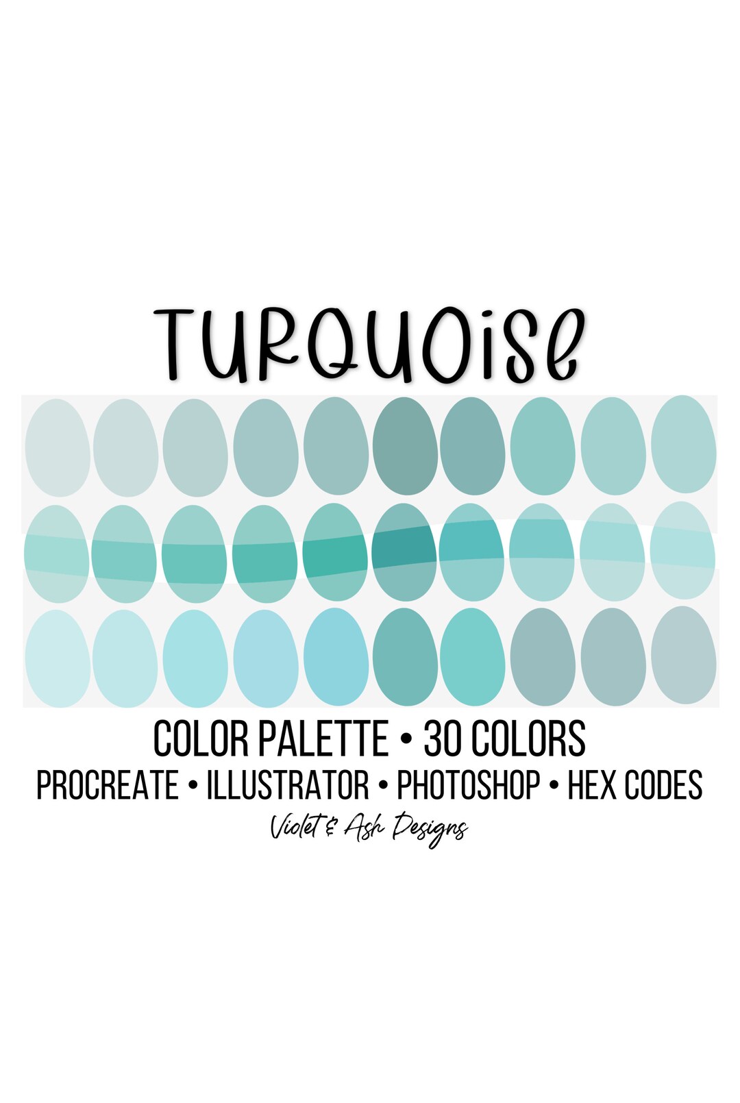 Turquoise Procreate Palette - Color Chart | Teal Aqua Color Palette ...
