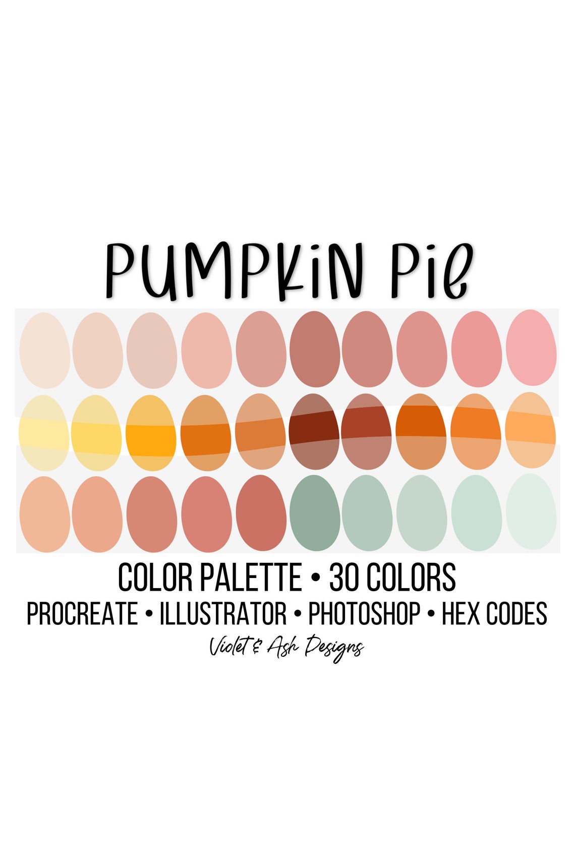 Pumpkin Pie Procreate Palette Color Chart Photoshop iPad Procreate ...