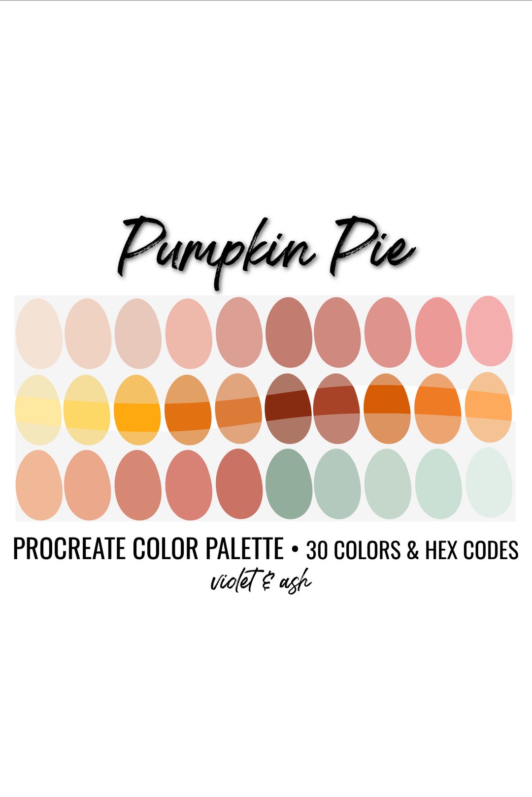 Pumpkin Pie Procreate Palette Color Chart Photoshop Ipad - Etsy