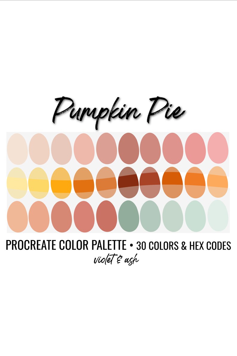 Pumpkin Pie Procreate Palette Color Chart Photoshop Ipad | Etsy