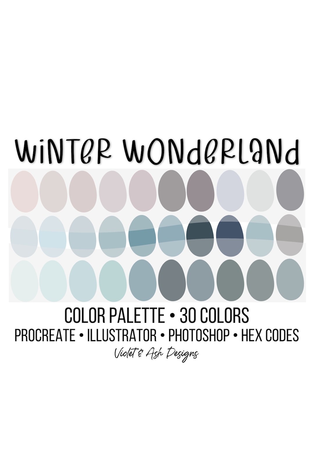Winter Wonderland Procreate Palette Color Chart Muted Procreate iPad ...