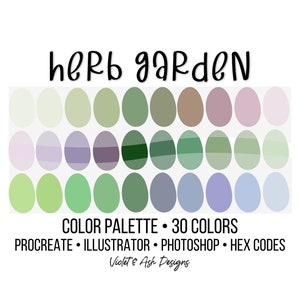 Herb Garden Procreate Palette - Color Chart | Procreate Swatches | iPad ...