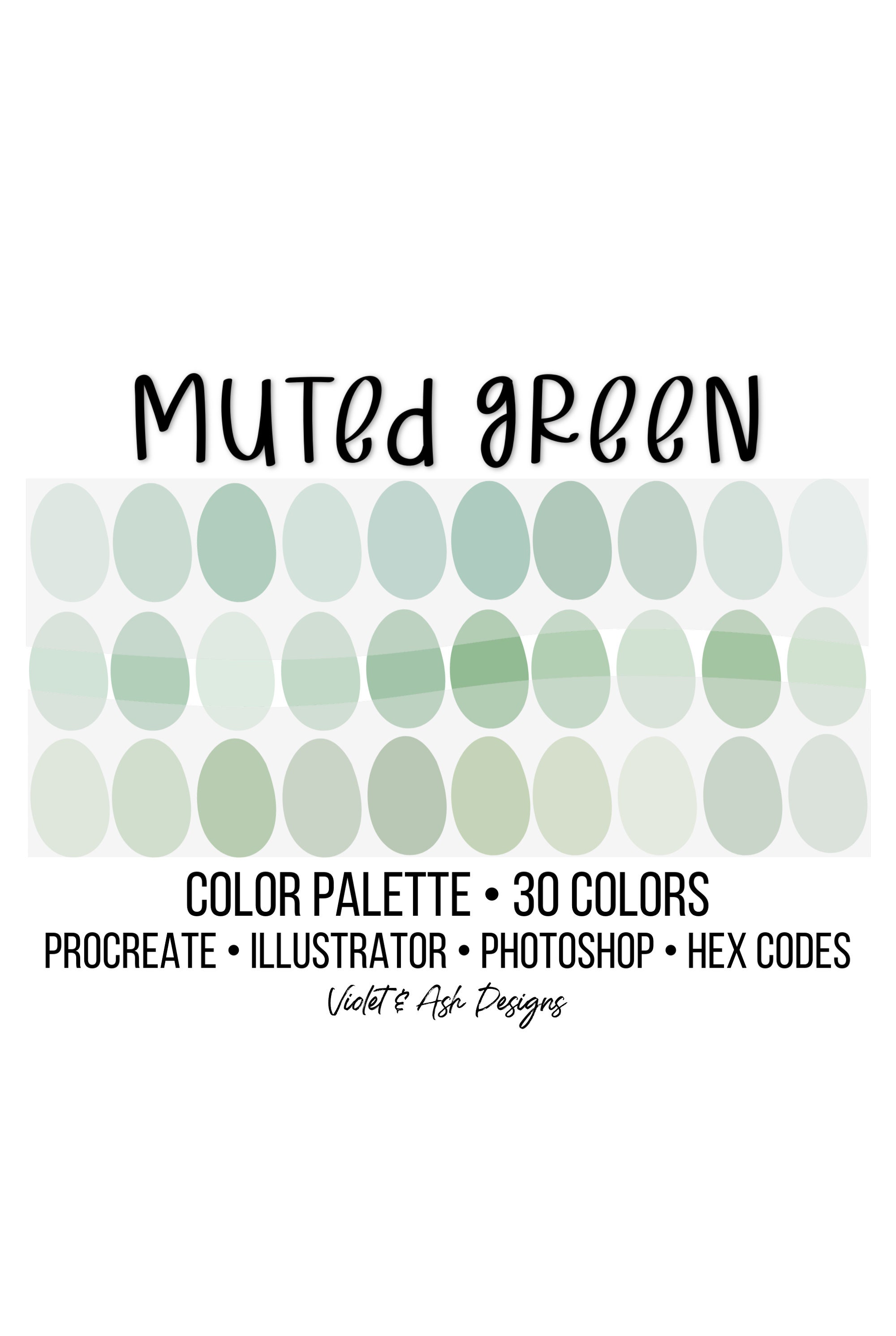Muted Green Procreate Palette - Color Chart | Shades of Green | iPad ...