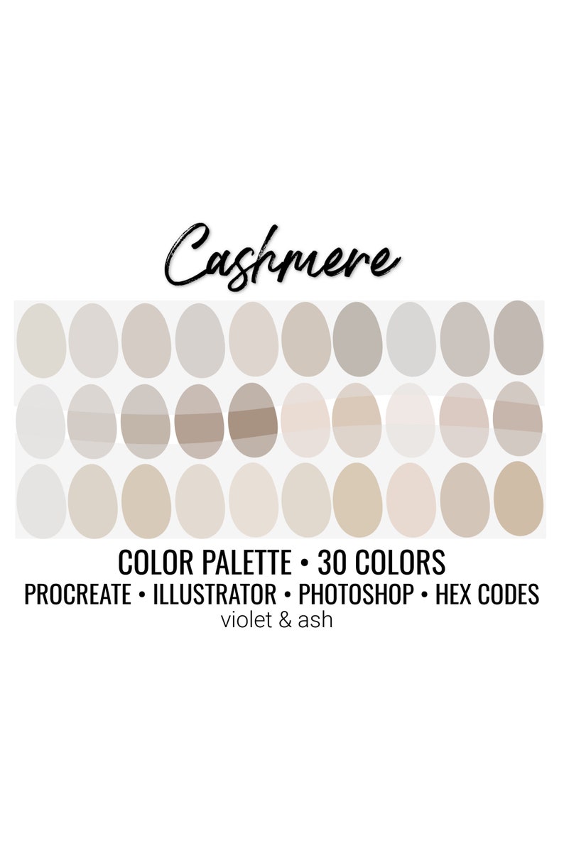 Cashmere Procreate Palette Color Chart Neutral Procreate - Etsy