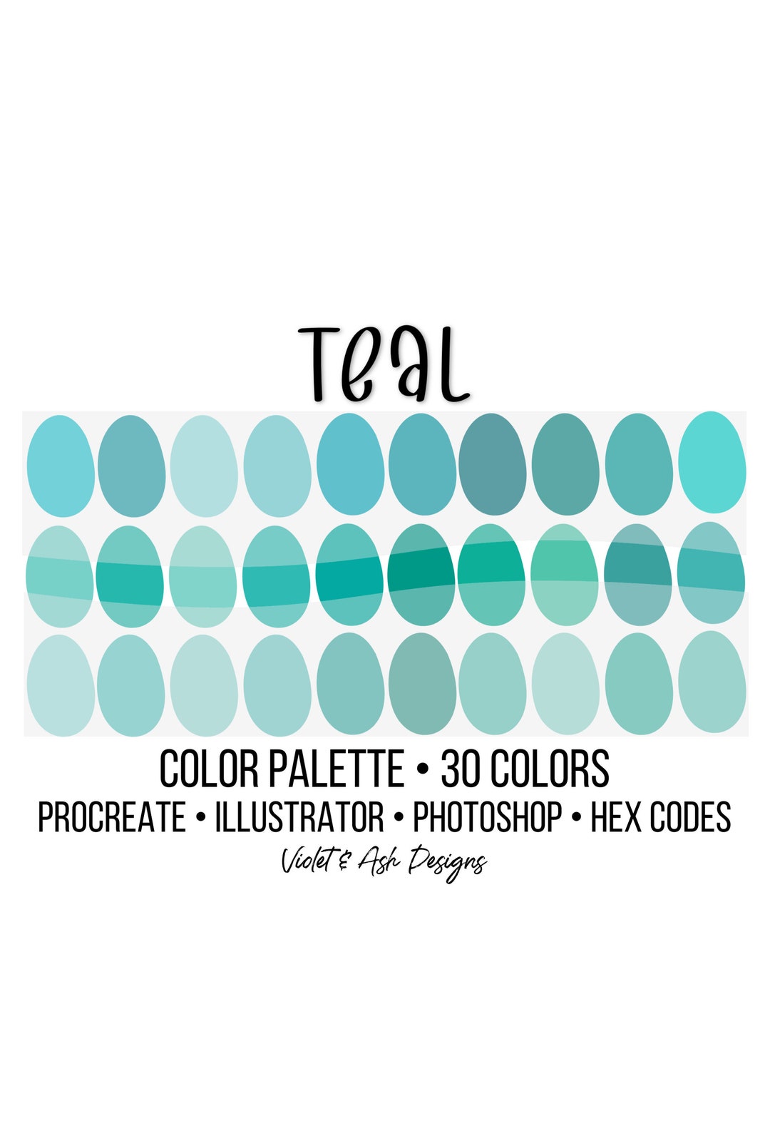 Teal Procreate Palette - Color Chart | Photoshop Swatches | iPad ...