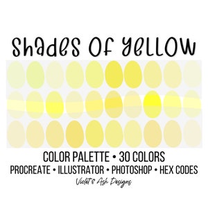 Shades of Yellow Procreate Palette - Color Chart | Photoshop Swatches ...
