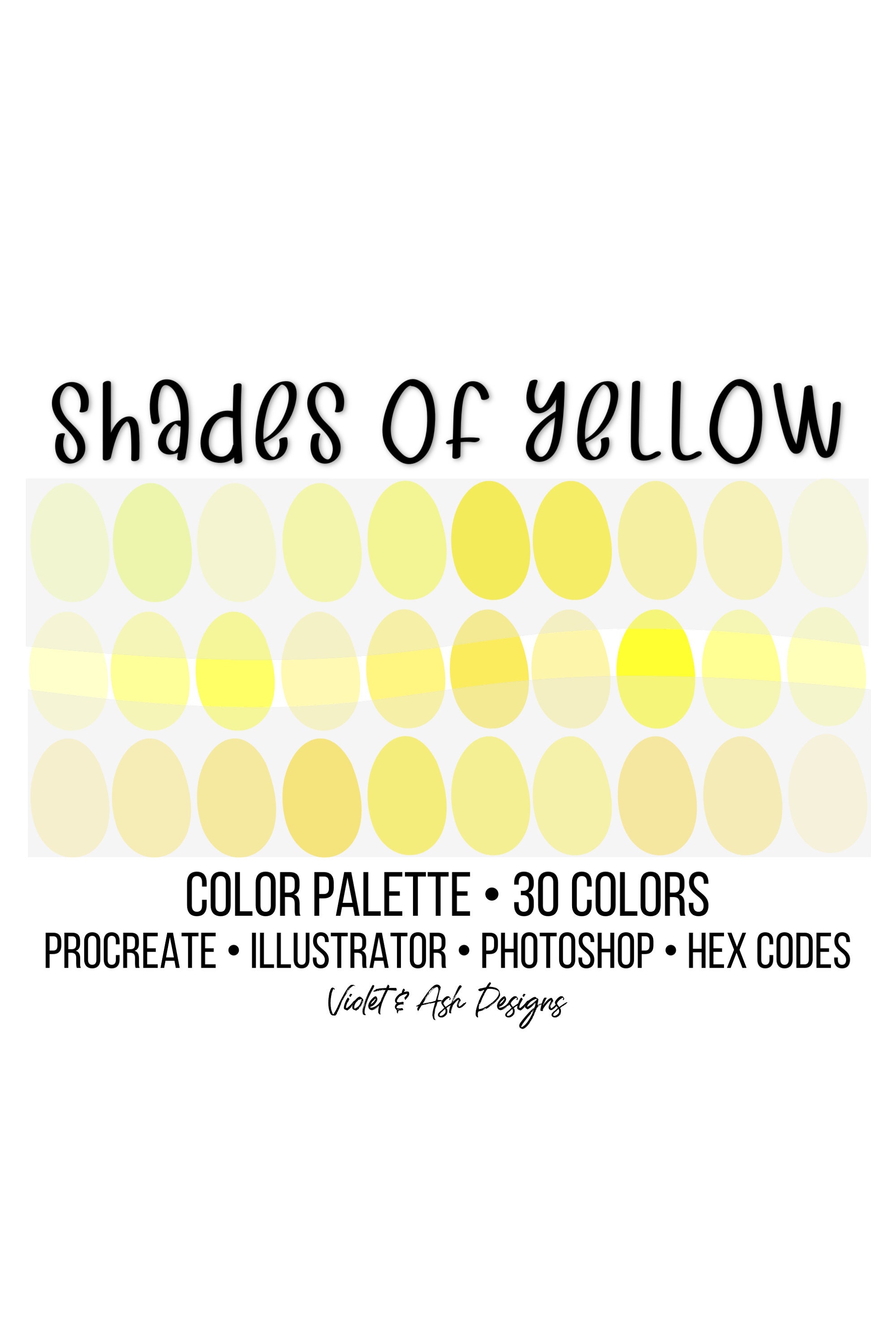 Shades of Yellow Procreate Palette - Color Chart | Photoshop Swatches ...