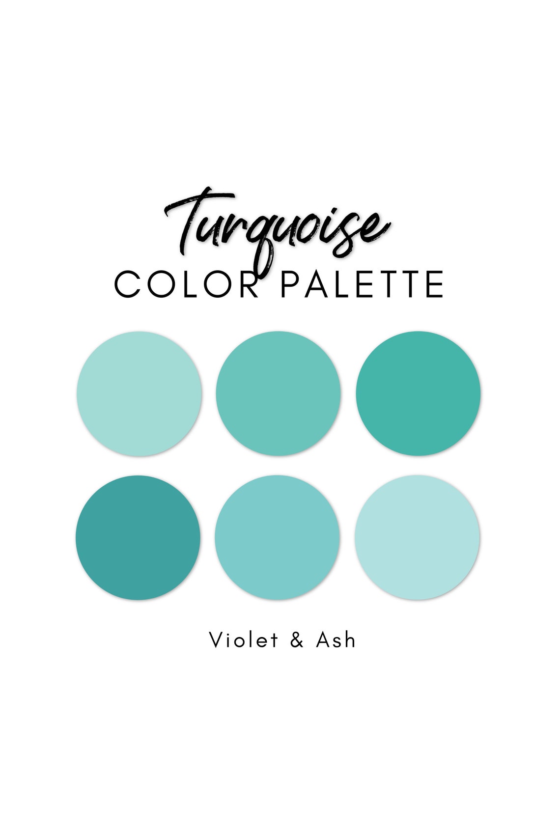 Turquoise Procreate Palette Color Chart Teal Aqua Color | Etsy