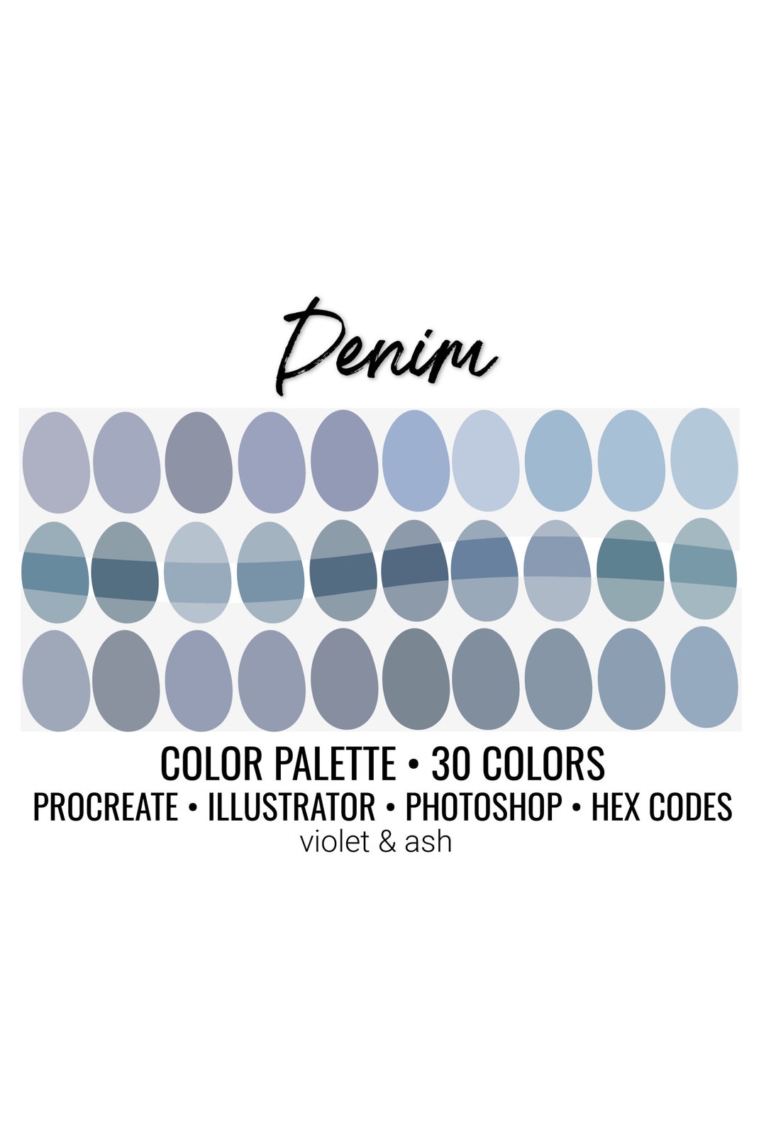Buy Denim Procreate Palette Color Chart Blue Color Palette Online In ...