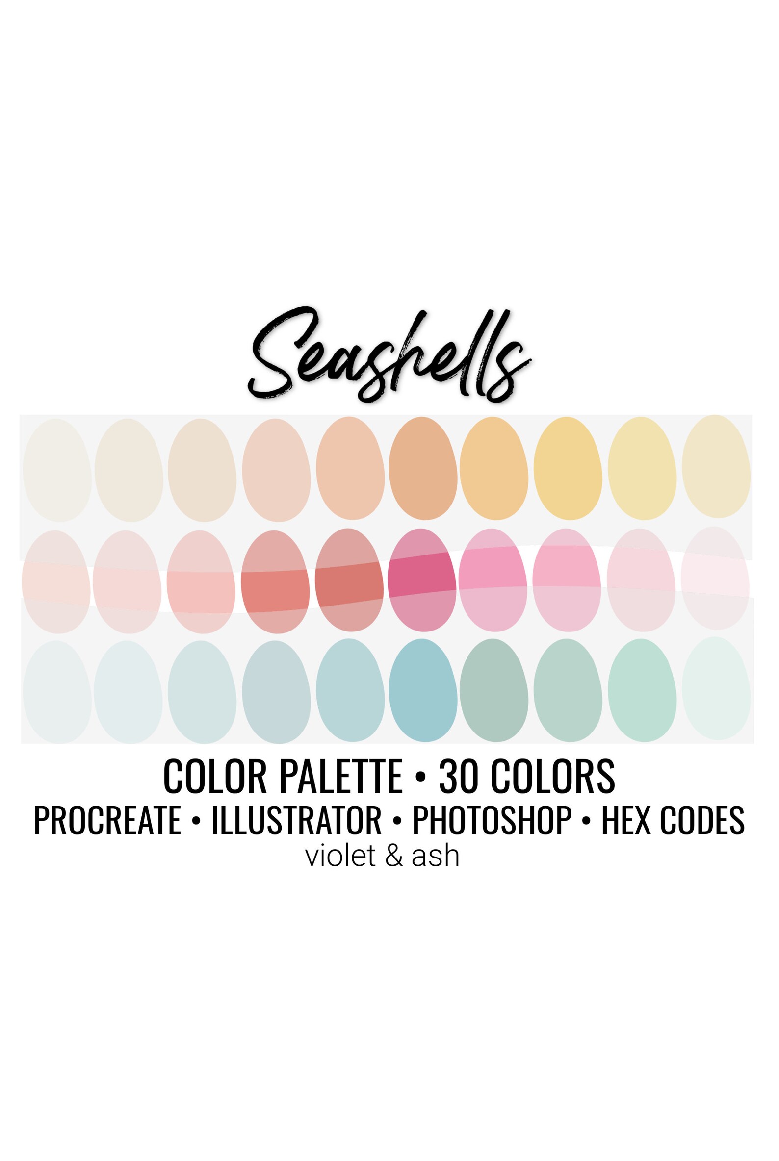 Seashells Procreate Palette Color Chart Summer Procreate - Etsy