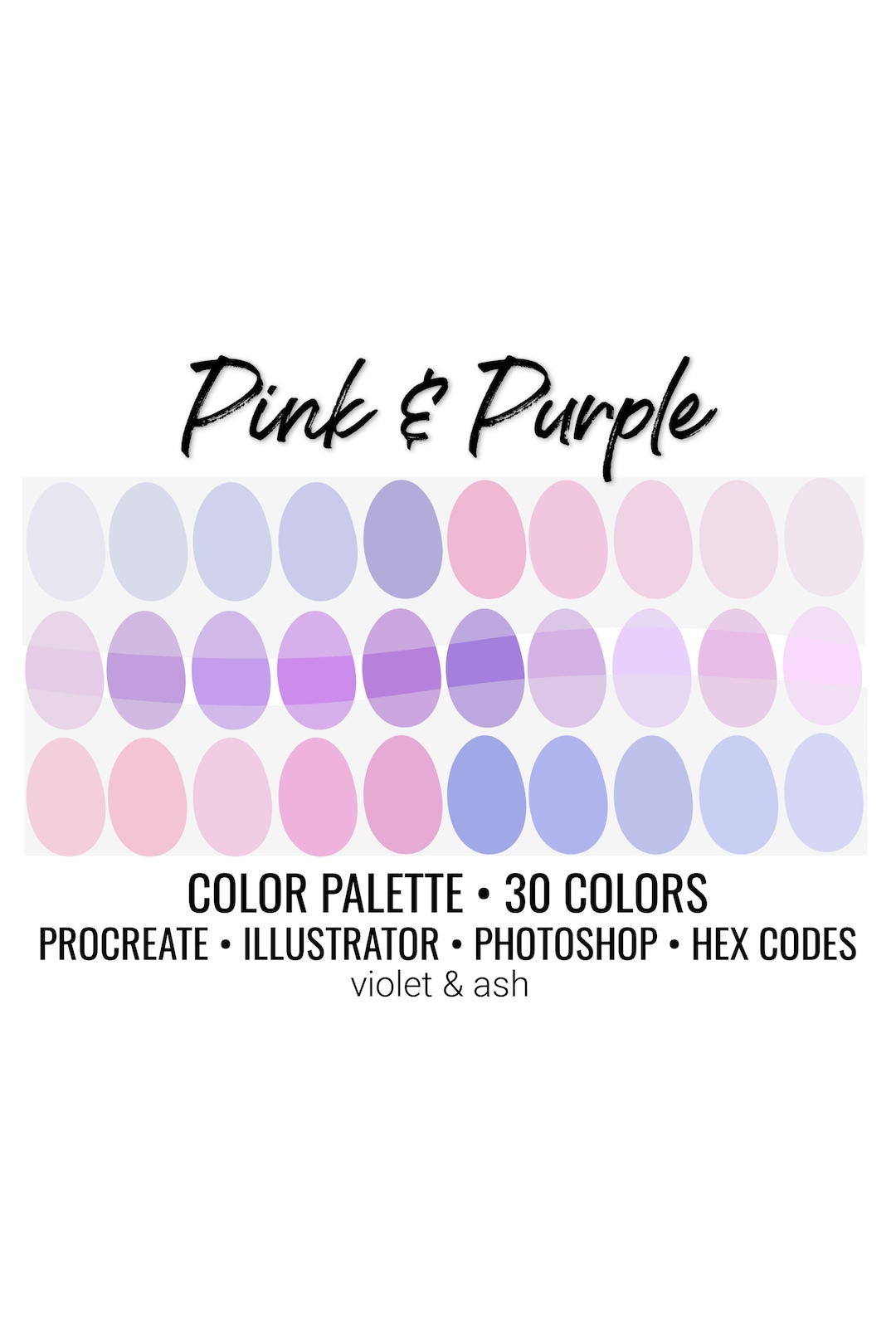 Pink and Purple Procreate Palette Color Chart Photoshop - Etsy