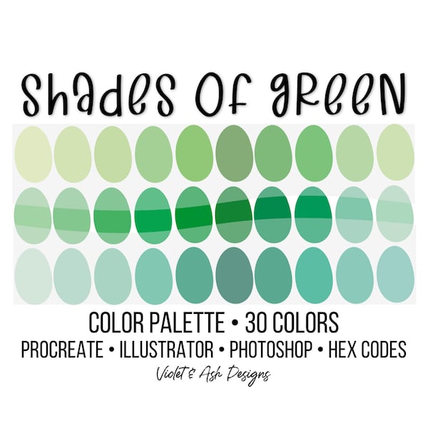 Shades of Green Chart - Etsy