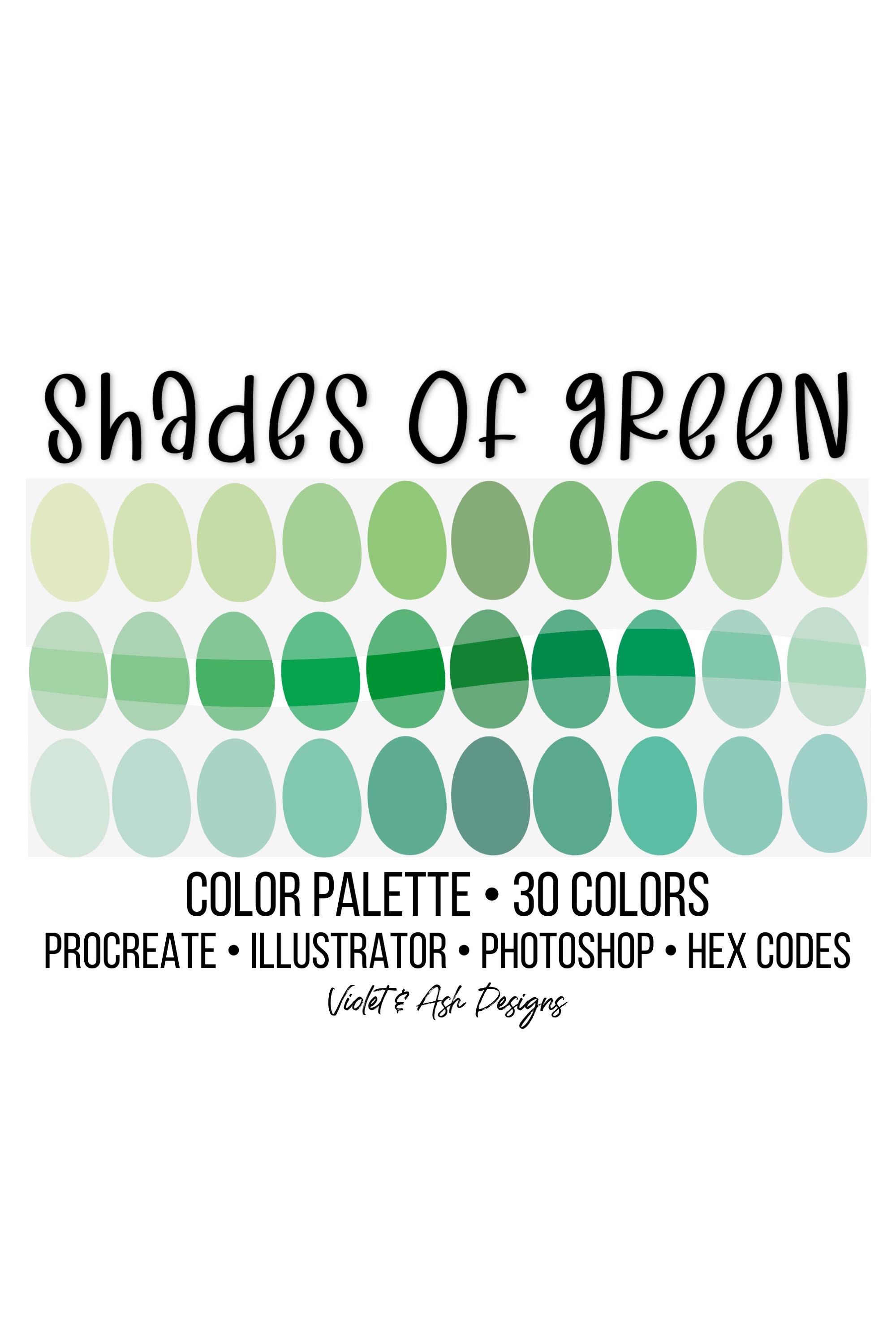 Shades of Green Procreate Palette - Color Chart | Photoshop | iPad ...