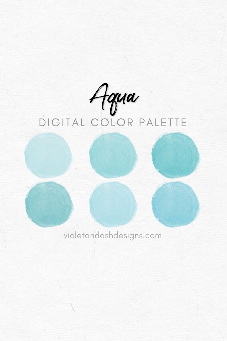 Aqua Procreate Palette Color Chart Aqua Blue Color Scheme | Etsy