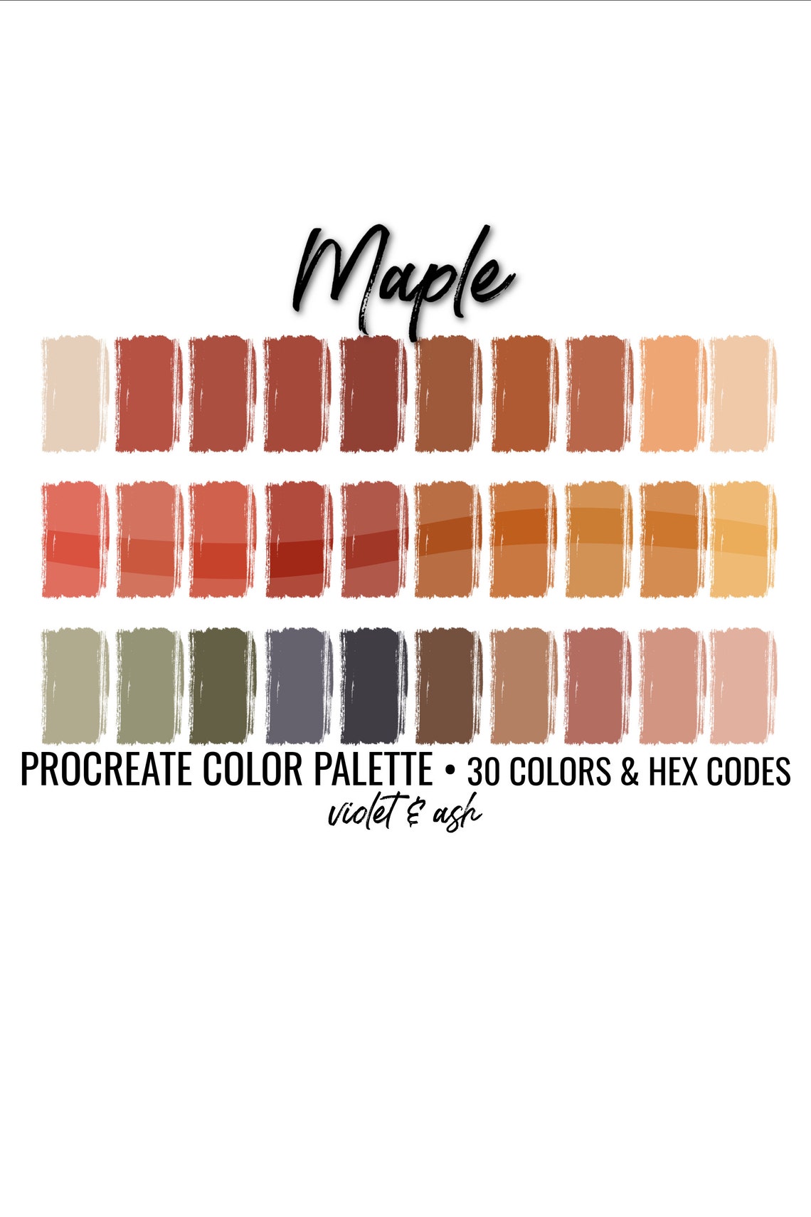 Autumn Procreate Palette Bundle Color Chart Procreate - Etsy