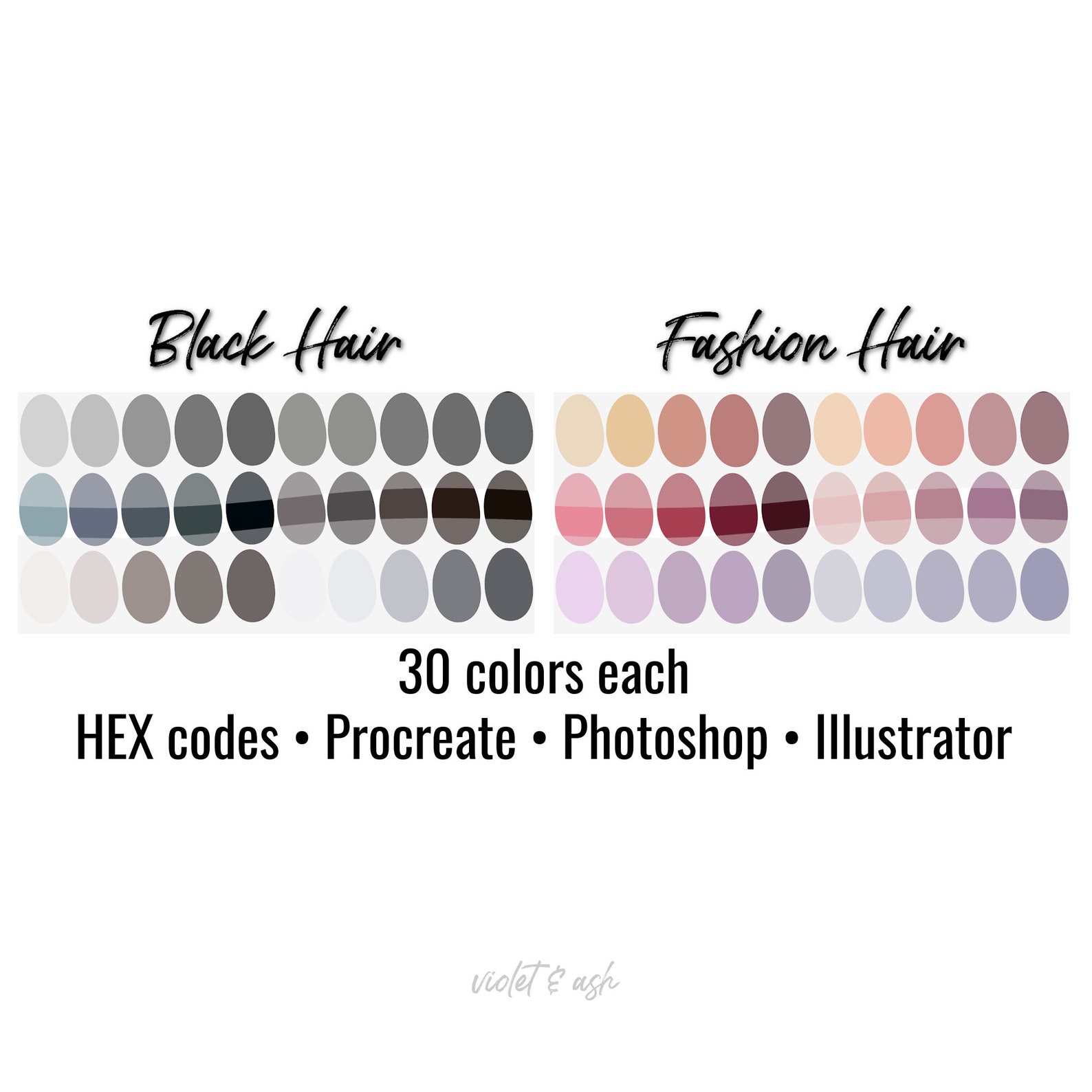 Basic Hair Procreate Palette Bundle Procreate Palette - Etsy
